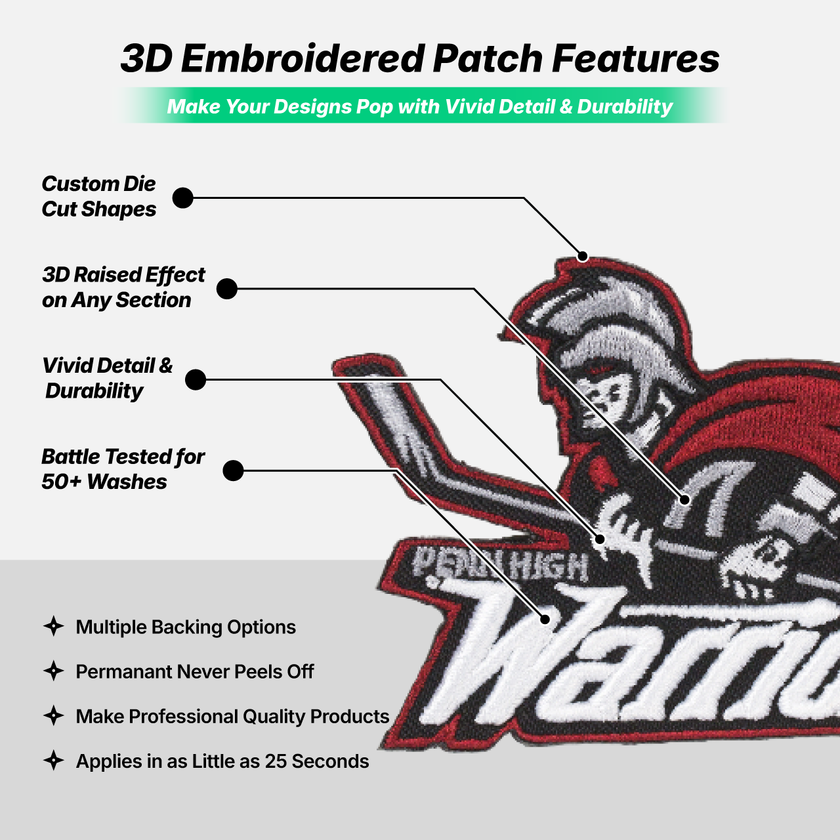 3D Embroidered Patches | Design Custom 3D Embroidered Patches