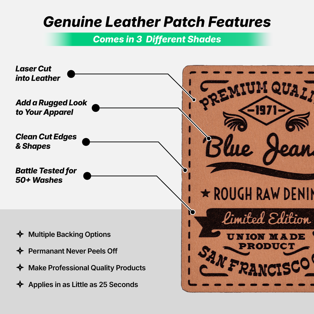Genuine Leather Patches | Design Custom Leather Patches Online